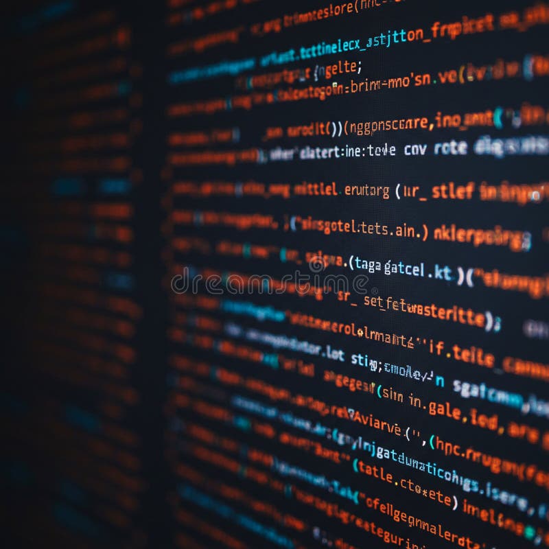 Lines of Computer Code are Displayed on a Black Screen, with a High ...