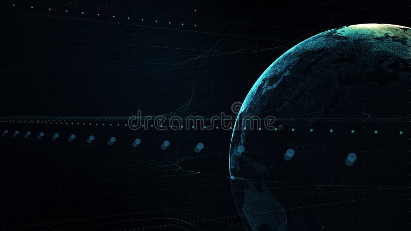 Lines Connection Around Earth Globe, Futuristic Technology Abstract ...