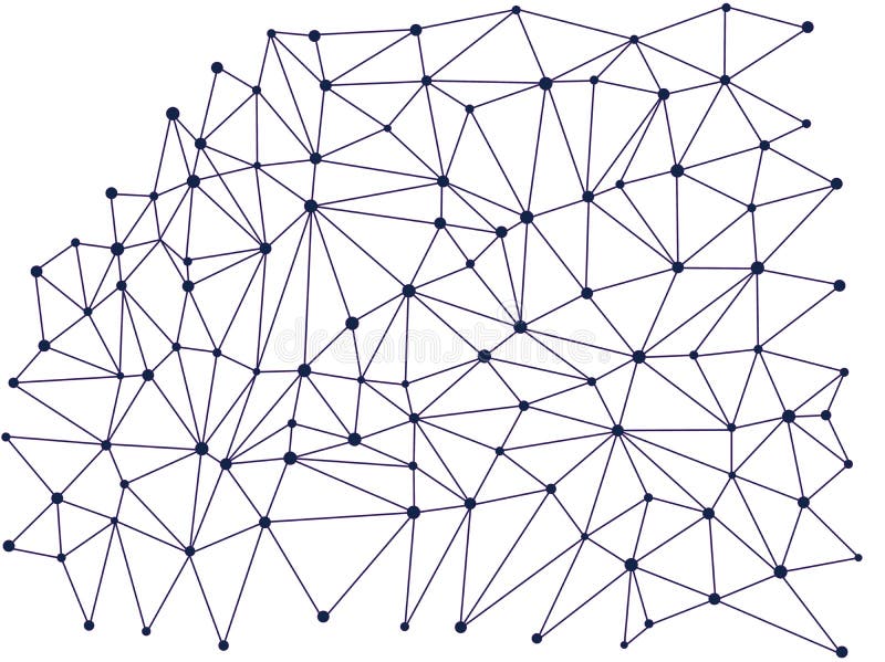 Lines with Dots, Segments Connected in a Graphic Drawing. Point ...