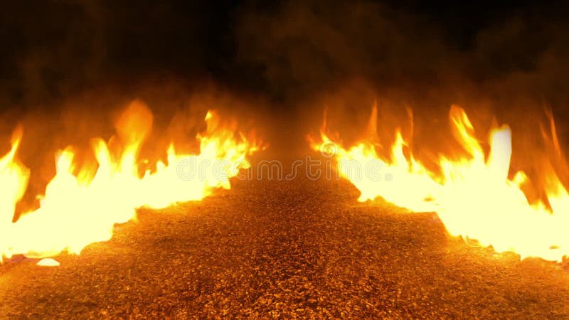 Burning Lines of Fire on Road at Night Stock Footage - Video of burning ...