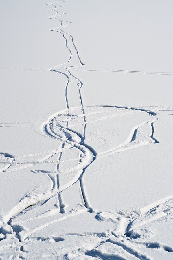 Lines and Footsteps on Soft Cold Snowy Level Stock Photo - Image of ...