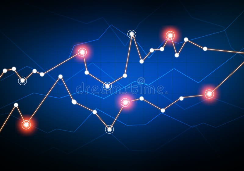 Lines in Graphs Connect Networking Luminous Points. Stock Illustration ...