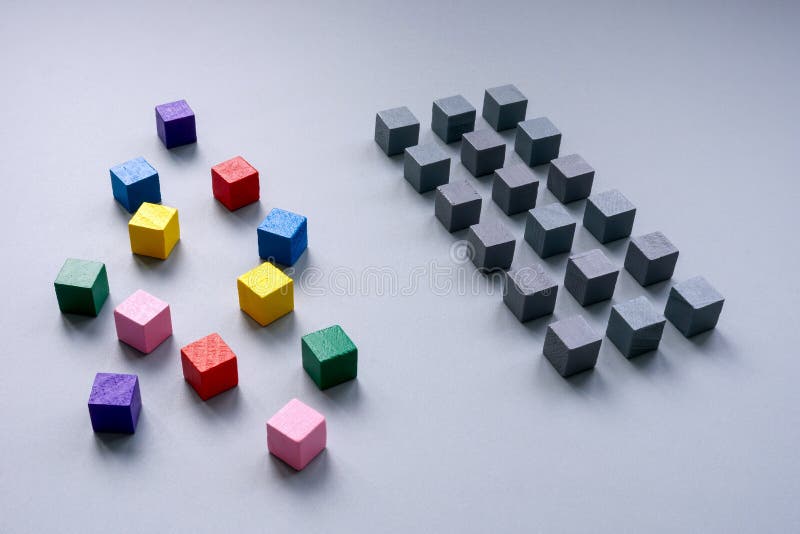 Lines of Gray Cubes and Colored. the Concept of Inclusion. Stock Photo ...