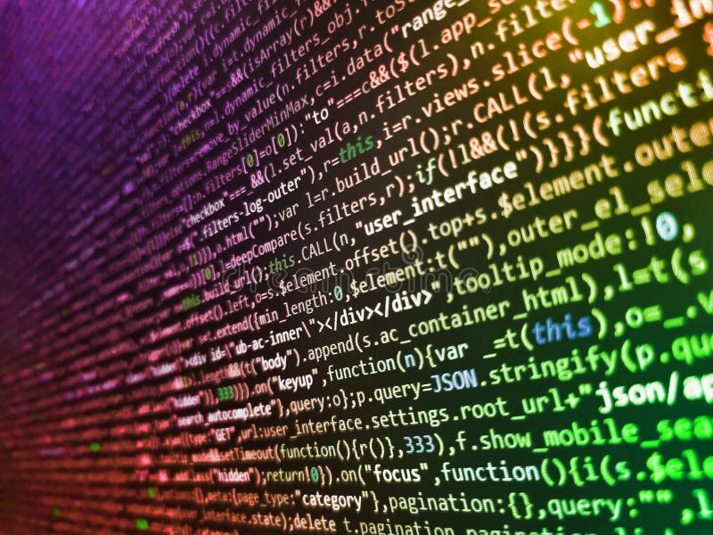 Lines of Html Code Visible. Binary Code Digital Technology Background ...