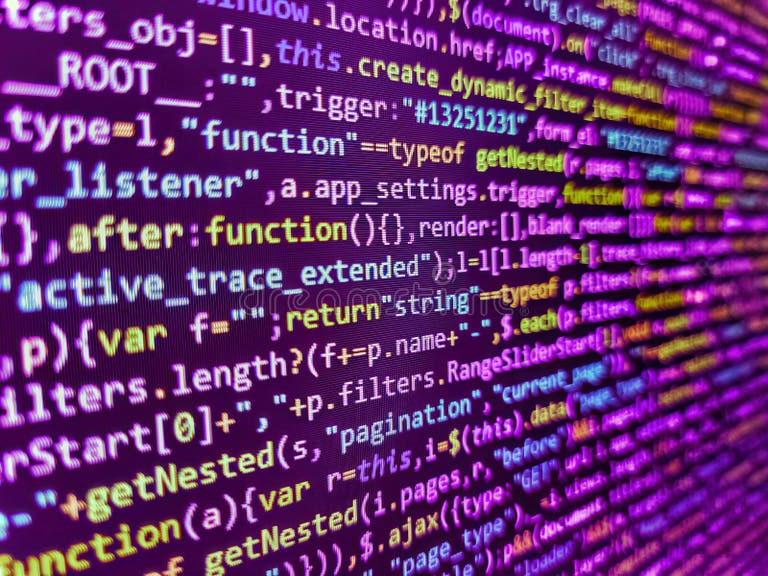 Lines of Html Code Visible. Lots of Digits on the Computer Screen ...