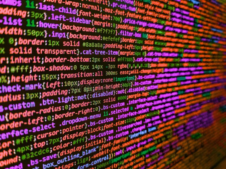Lines of Html Code Visible. Template of Website, Selective Focus ...