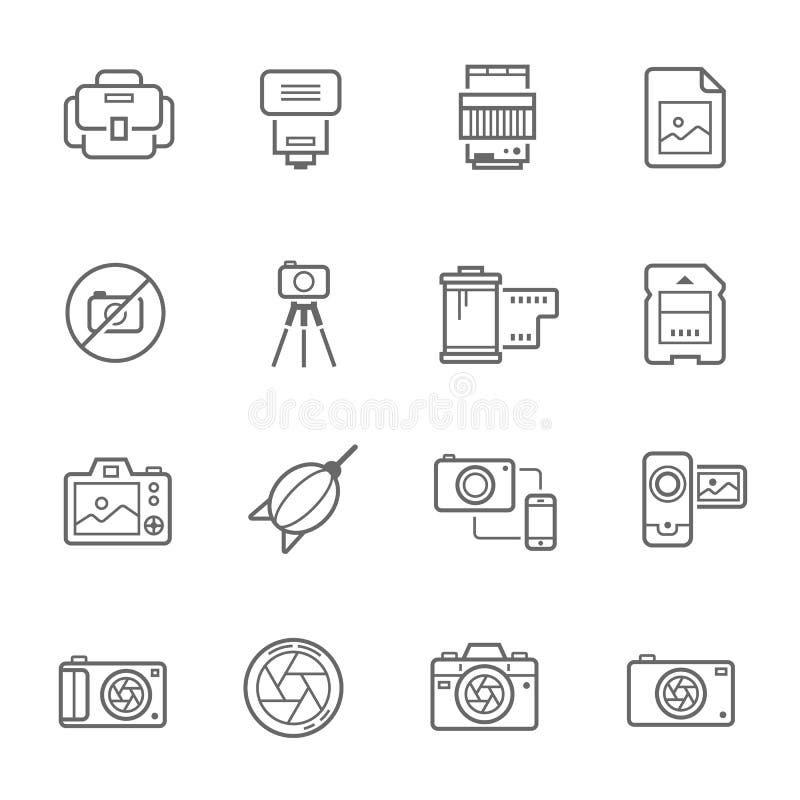Lines Icon Set - Camera and Accessory Stock Vector - Illustration of ...