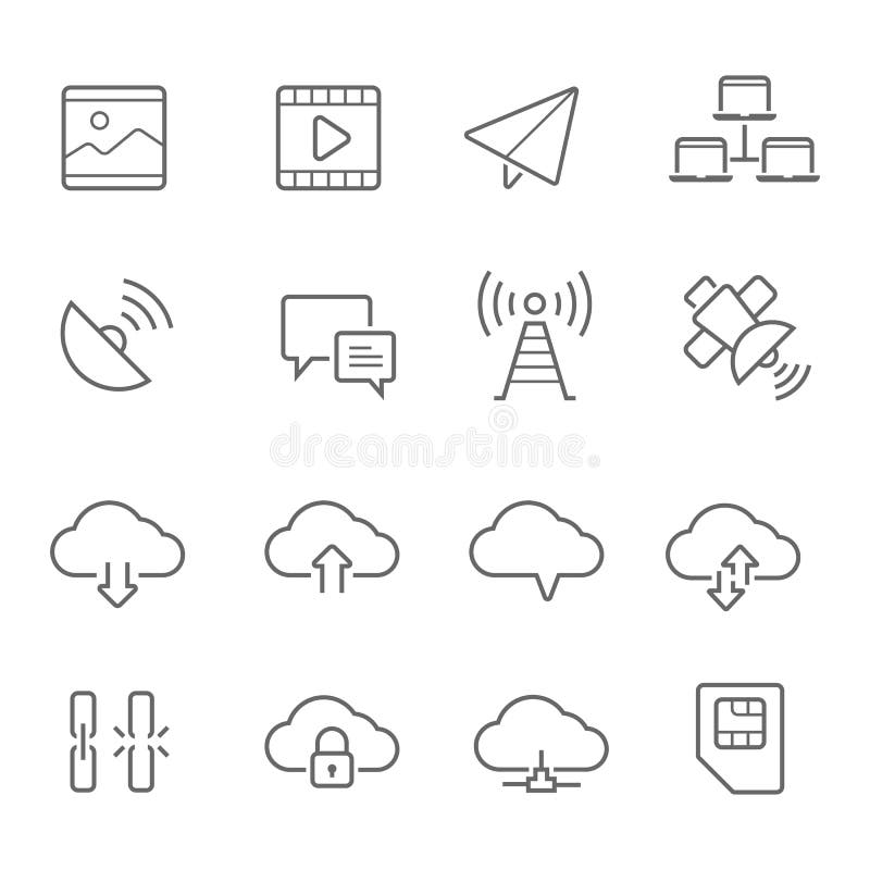 Lines Icon Set - Network Communication Stock Vector - Illustration of ...