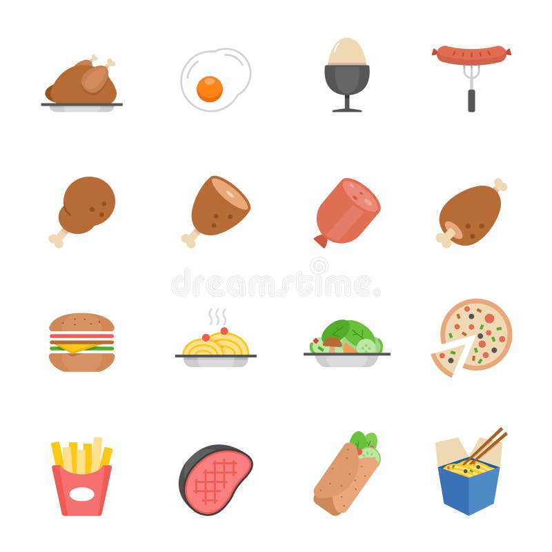 Lines Icon Set - Western Food Stock Vector - Illustration of cream ...
