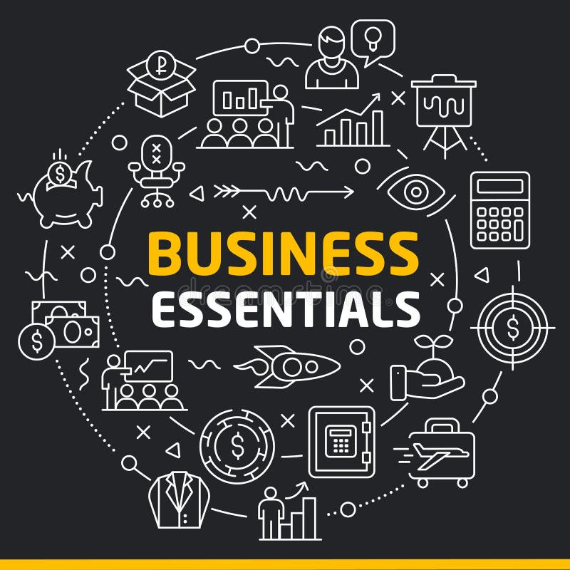 Lines Icons Illustration Circle Business Essentials Stock Vector ...