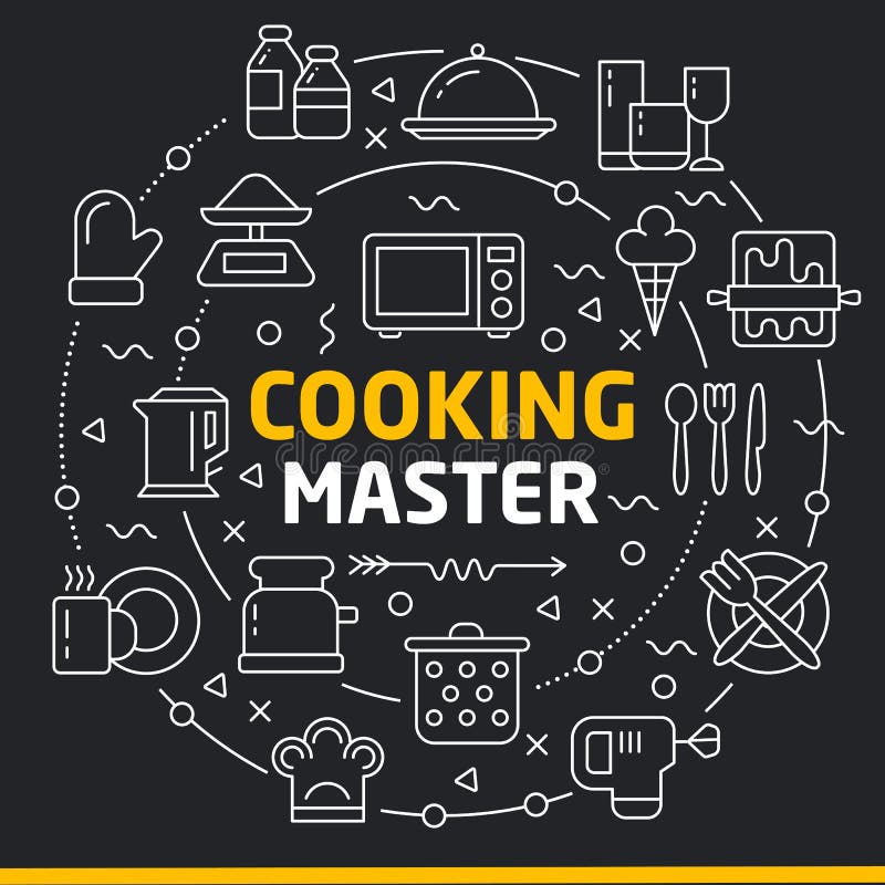 Set of icons `Master Chef` stock vector. Illustration of master - 145671894