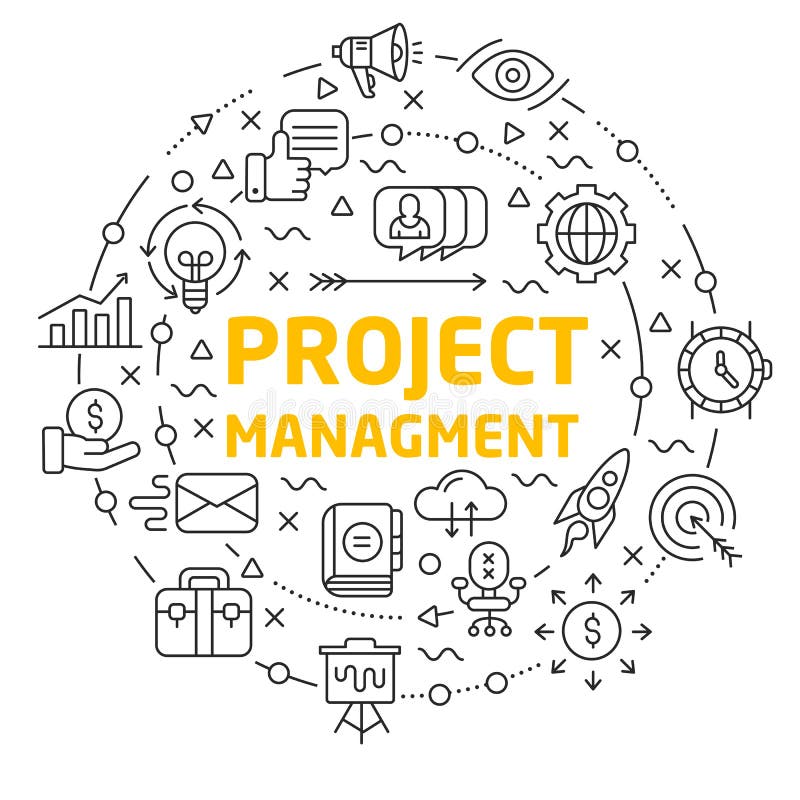 Lines Icons Illustration Circle Project Management Editorial ...