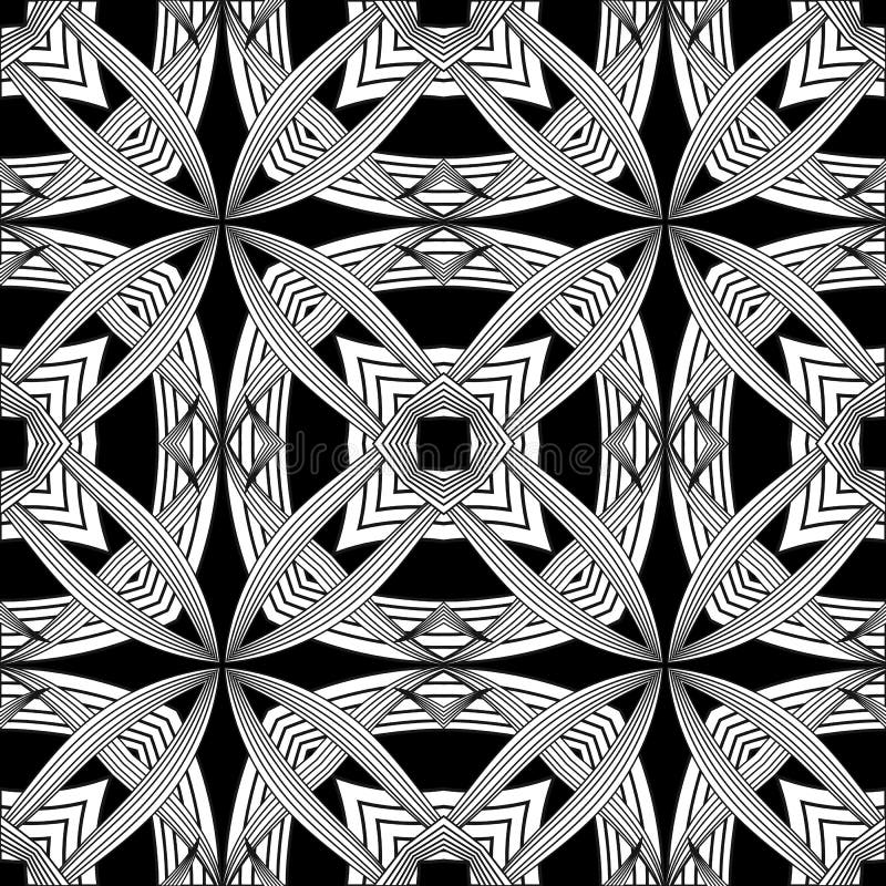 Lines Intricate Vector Seamless Pattern. Black and White Ornamental ...