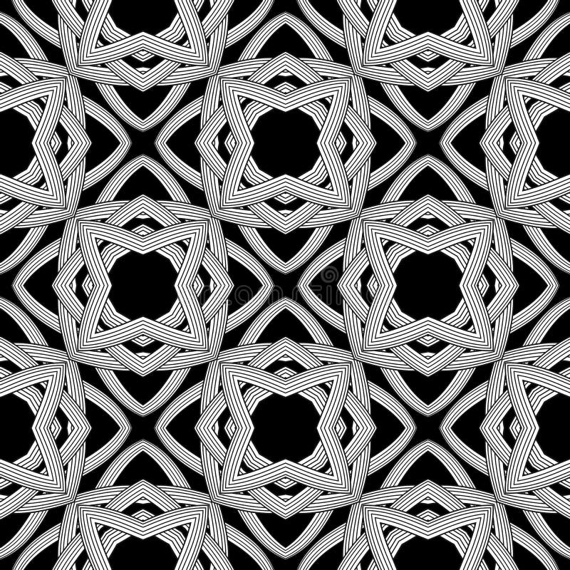 Lines Intricate Vector Seamless Pattern. Black and White Ornamental ...