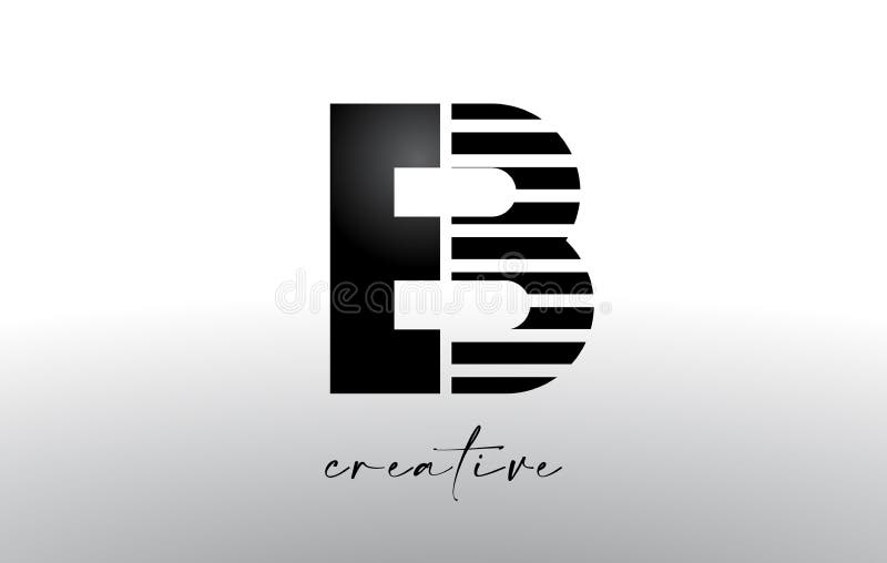 Lines Letter B Logo Design with Creative Lines Cut on Half of the ...