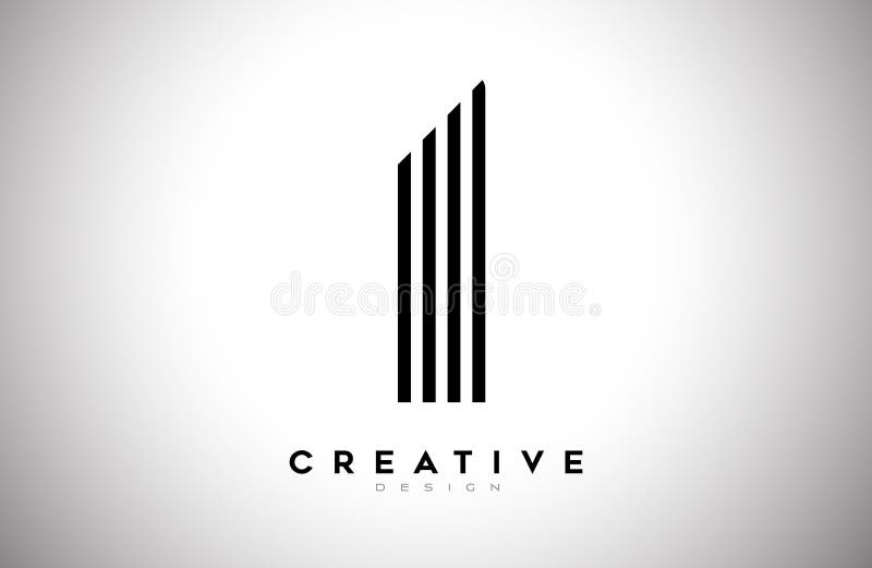 Lines Letter I Logo with Black Lines and Monogram Creative Style Design ...