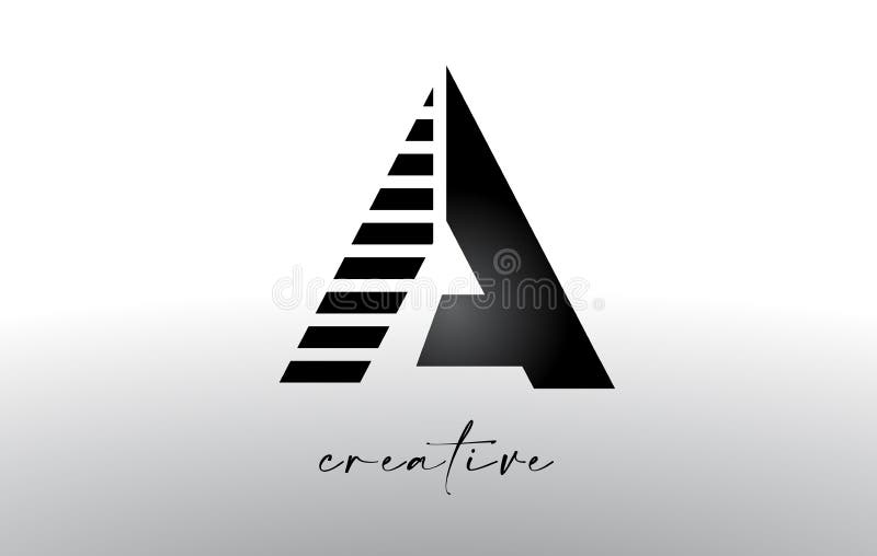 Lines Letter a Logo Design with Creative Lines Cut on Half of the ...