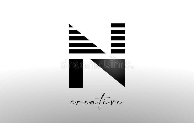 Lines Letter N Logo Design with Creative Lines Cut on Half of the ...