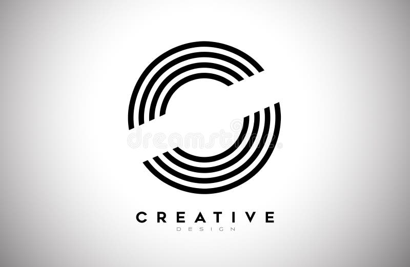 Lines Letter O Logo with Black Lines and Monogram Creative Style Design ...