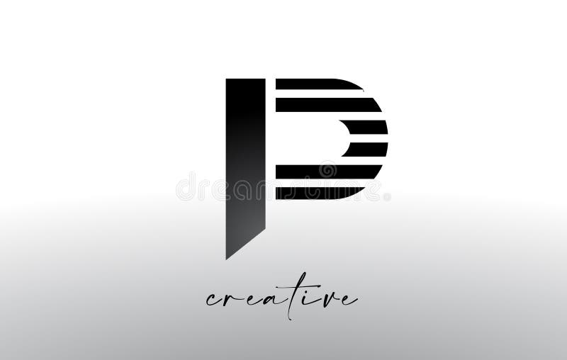 Lines Letter P Logo Design with Creative Lines Cut on Half of the ...