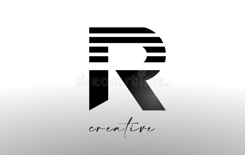 Lines Letter R Logo Design with Creative Lines Cut on Half of the ...