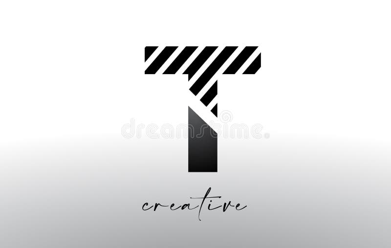 Lines Letter T Logo Design with Creative Lines Cut on Half of the ...