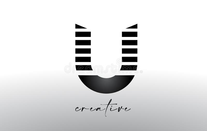 Lines Letter U Logo Design with Creative Lines Cut on Half of the ...
