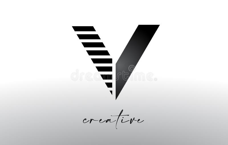 Lines Letter V Logo Design with Creative Lines Cut on Half of the ...