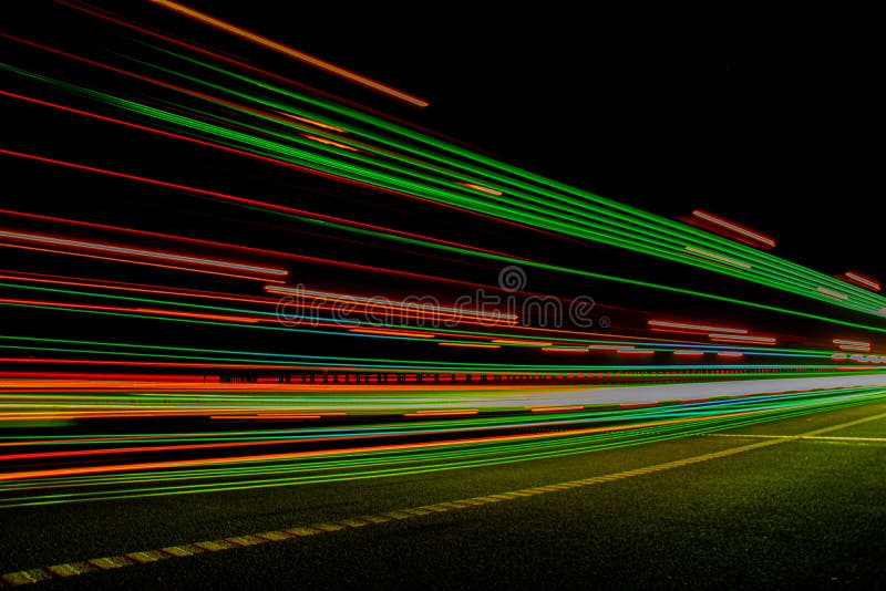 Lines of Lights. Lights of Cars with Night. Long Exposure Stock Image ...