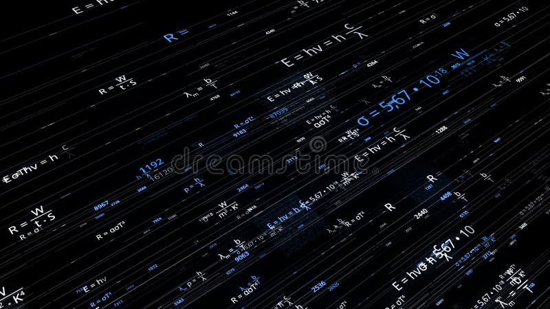 Lines with Mathematical Equations on Black Background. Animation Stock ...
