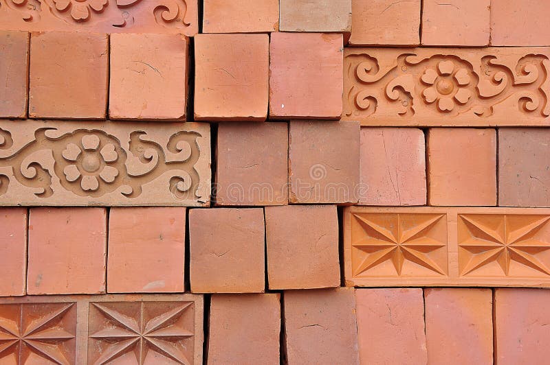 Lines and Patterns from Stacked Red Clay Bricks Stock Photo - Image of ...
