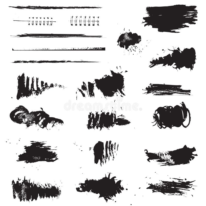 7 Grunge Brushes Line. Vector. Stock Vector - Illustration of smear ...