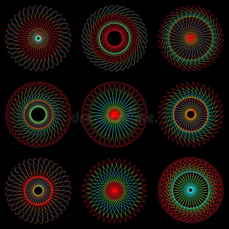 Lines Spirograph Water Marks Stock Illustrations – 2 Lines Spirograph ...