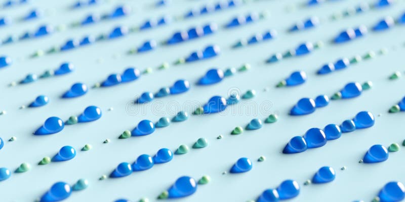 Lines of Transparent Spheres with Different Sizes on Cyan Background ...