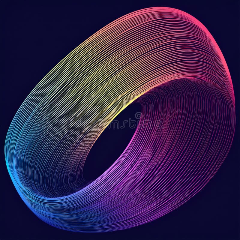 Lines with Vibrant Neon Color Gradient. Abstract Vector 3D Shapes on ...