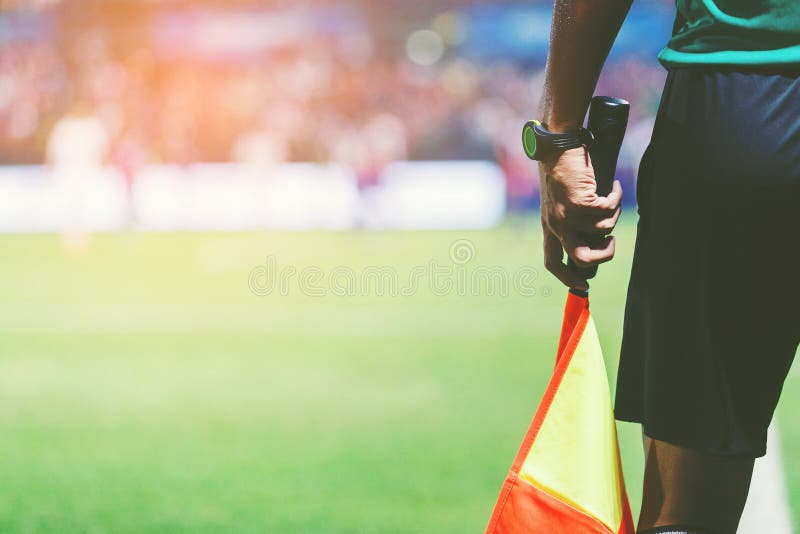 Linesman with flag. stock image. Image of competition - 92855067