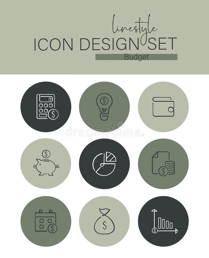 Linestyle Icon Design Set Budget Stock Vector - Illustration of ...