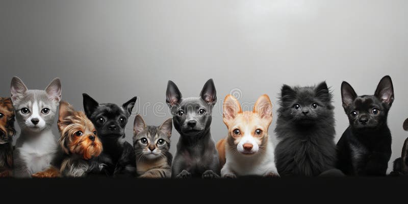 A Lineup of Adorable Dogs and a Cat Posing for the Camera, Showcasing ...