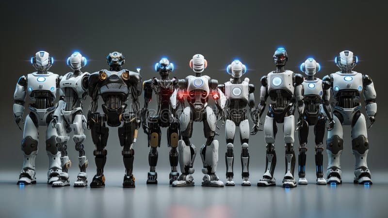 Lineup of Advanced Robots stock image. Image of artificial - 311876089