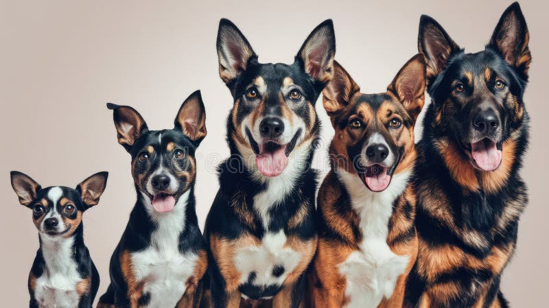 A Lineup of Five Happy Dogs Showcasing Their Unique Personalities and ...