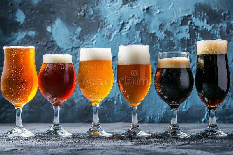 Variety of Beers in a Row stock illustration. Illustration of taps ...