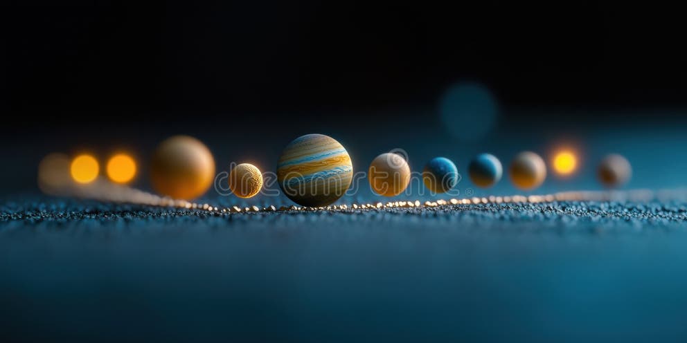 Lineup of Planets Connected in Cosmic Scene Stock Illustration ...