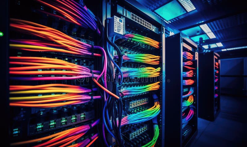 A Lineup of Powerful Servers in a High-Tech Data Center Stock ...