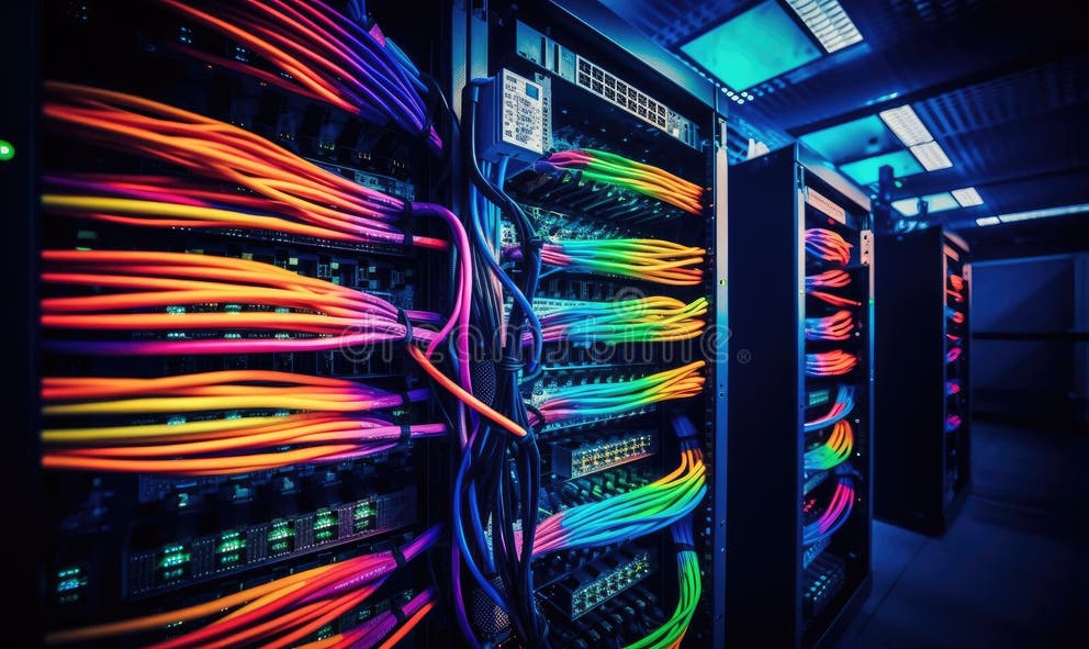 A Lineup of Powerful Servers in a High-Tech Data Center Stock ...