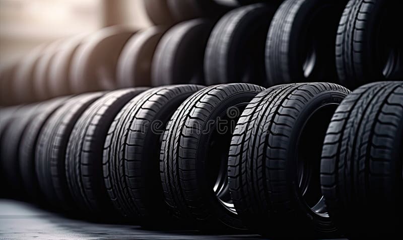 A Lineup of Rubber Wheels Ready for the Road Stock Illustration ...