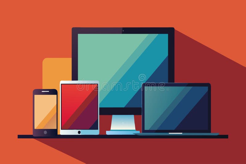 A Lineup of a Smartphone, Tablet, Laptop, and Desktop, Showcasing Tech ...