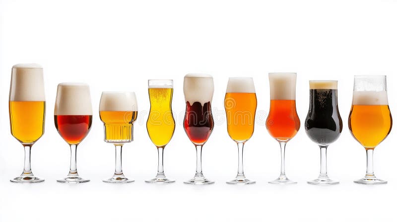 A Lineup of Various Beer Styles, Showcasing Rich Colors and Flavors ...