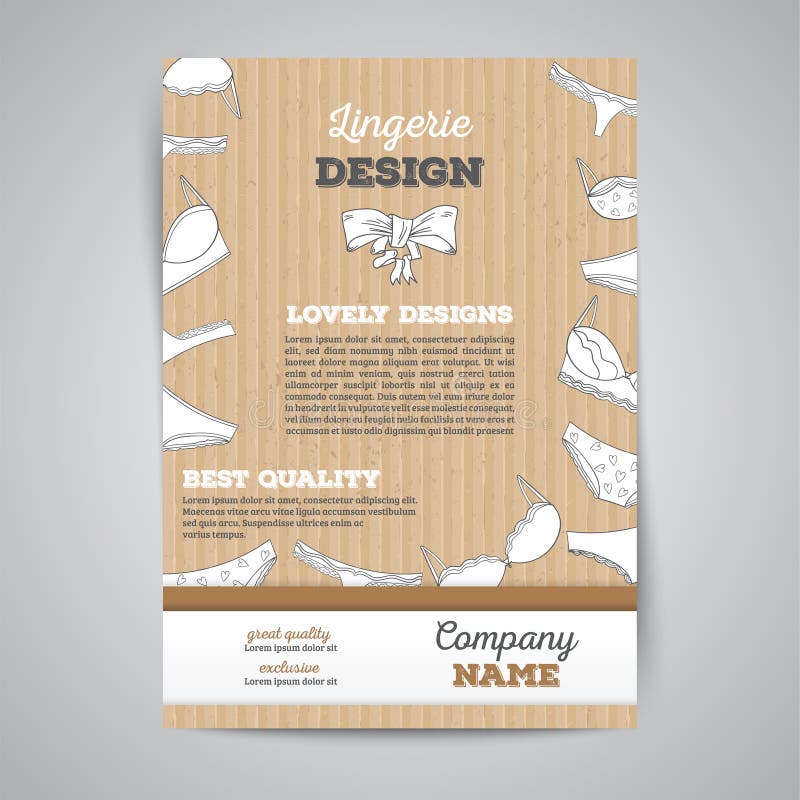 Lingerie Brochure Template Layout with Cardboard Texture Stock Vector ...
