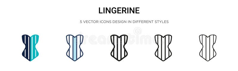 Outline Lingerine Set Vector Icon. Isolated Black Simple Line Element ...