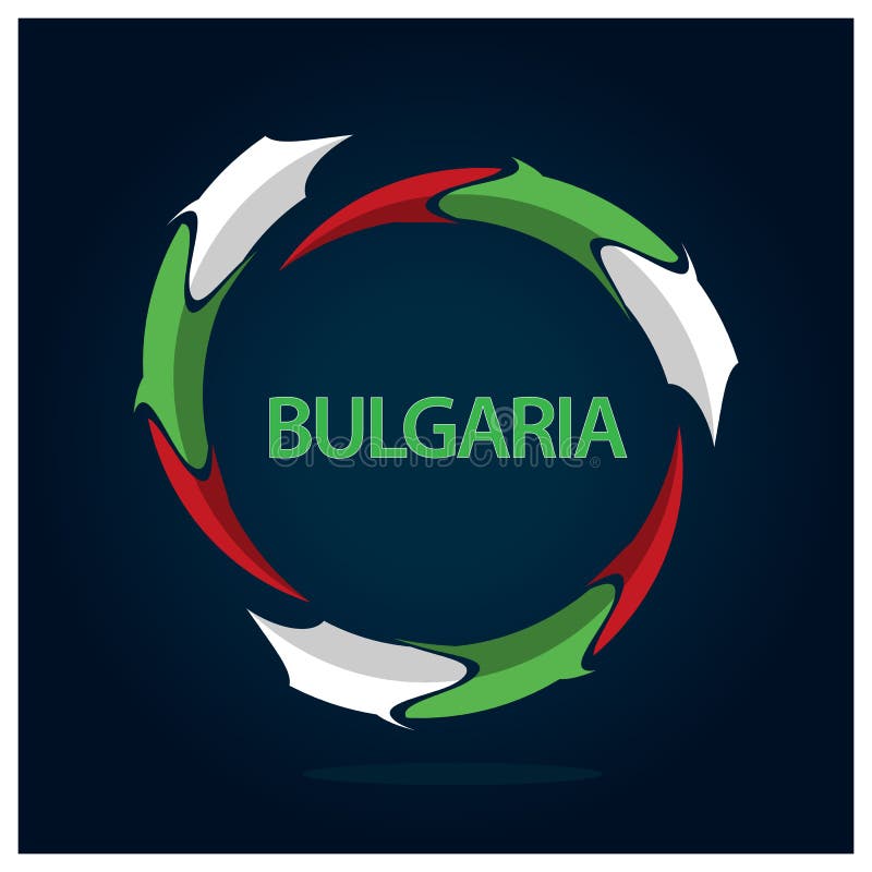 Bulgaria Flag Circle Stock Vector. Vector Illustration on Blue Gradient ...